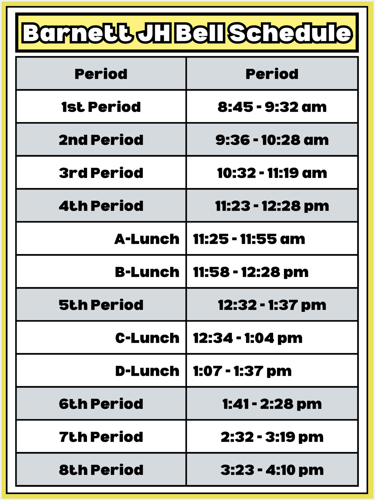 School Schedules - Barnett Junior High