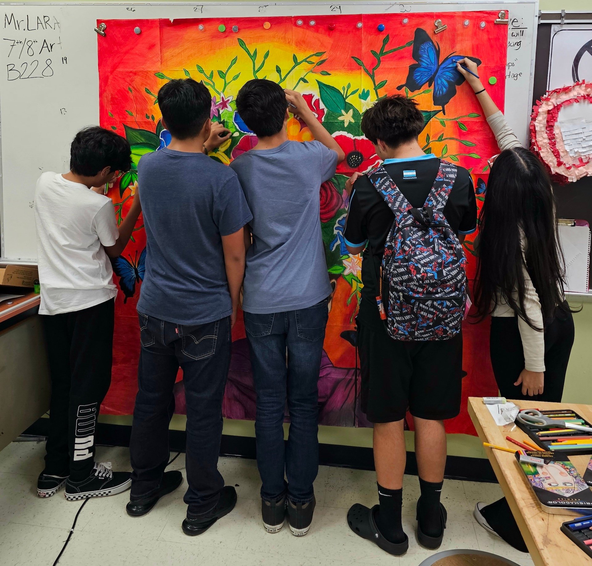 Students create art for Hispanic Heritage Month at Workman Junior High