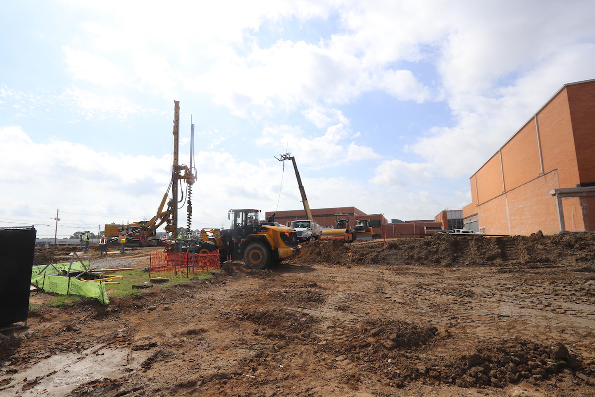 Drilling piers underway for Arlington High School addition