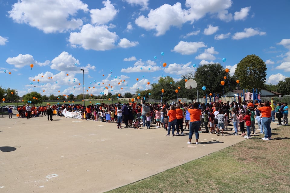 Balloon release at Burgin Elementary honors namesake